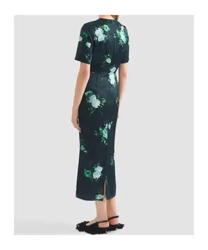 Erdem Rose-print Short Sleeve Midi Dress
