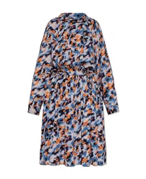 Kenzo Abstract Print Long-sleeve Midi Dress - Multicolor