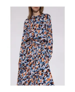 Kenzo Abstract Print Long-sleeve Midi Dress - Multicolor