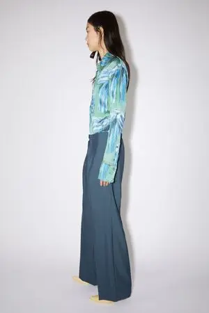 Acne Studios Wool Pleated Wide Leg Trousers