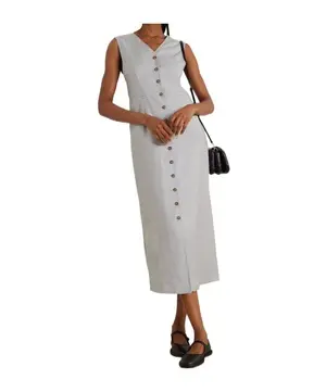 Loulou De Saison Wool Midi Dress - Gray