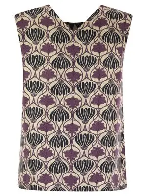 Max Mara Sleeveless Crew Neck Printed Blouse