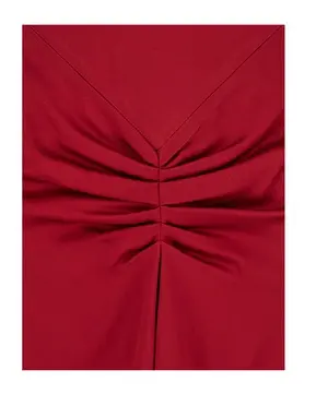 Victoria Beckham Short Sleeve Gathered Waist Dress - Red