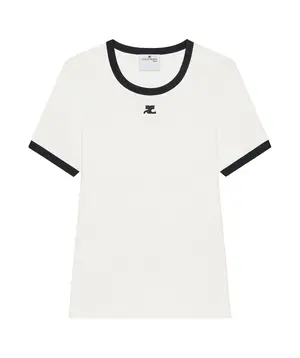 COURREGES Contrasted Trim T-shirt - White