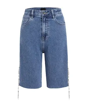 LIUREGALI Long Ribbon Detail Denim Shorts
