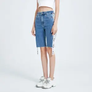 LIUREGALI Long Ribbon Detail Denim Shorts