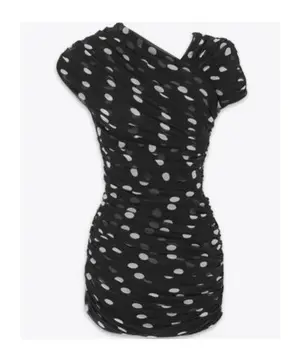 Saint Laurent Ruched Asymmetrical Dress