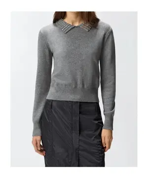 Pinko Embellished Collar Knitted Jumper