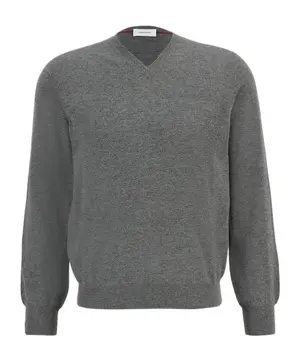 FERRAGAMO V-neck Knitted Jumper - Gray