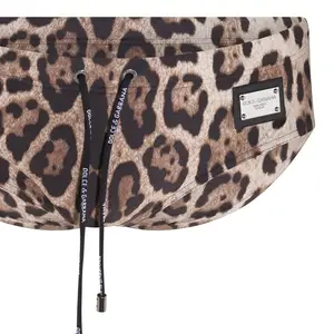 Dolce & Gabbana Leopard Print Swim Briefs With Rope Waist - Nude