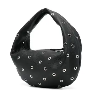 Khaite Medium Olivia Eyelet Detailed Hobo Bag - Black