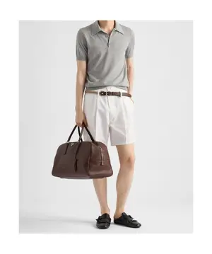 Prada Short-sleeved Knitted Polo Shirt - Marble Grey