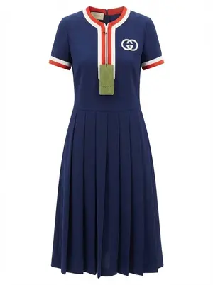 Gucci Logo Pleated Dress