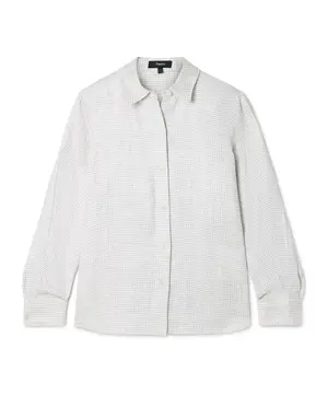 Theory Houndstooth Linen Blend Shirt