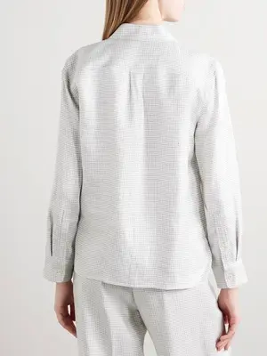 Theory Houndstooth Linen Blend Shirt