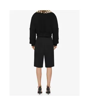 Givenchy Cropped Wool Varsity Jacket With Leopard Print Fur Collar