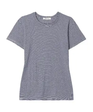 NILI LOTAN Lana Striped Cotton-jersey T-shirt - Navy
