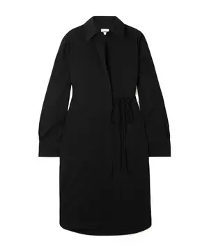 JIL SANDER Long Sleeve Collared Shirt Dress With Waist Tie