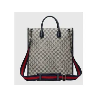 Gucci Gg Supreme Tote Bag With Oval Leather Sign
