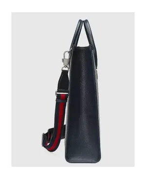 Gucci Gg Supreme Tote Bag With Oval Leather Sign