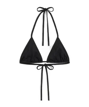 TOTEME Pointelle-knit Triangle Bikini Top - Black