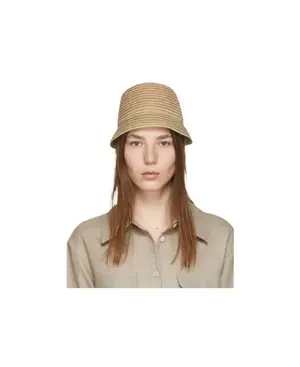 MAISON MICHEL Logo Striped Fisherman's Hat - Nude