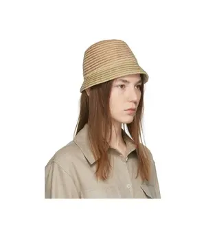 MAISON MICHEL Logo Striped Fisherman's Hat