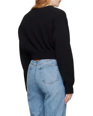 Alexander Wang Cropped Logo Cardigan - Black