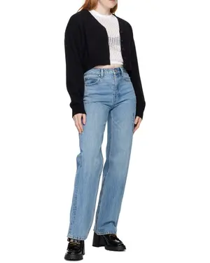 Alexander Wang Cropped Logo Cardigan - Black