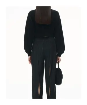 Alexander Wang Cropped Logo Cardigan - Black