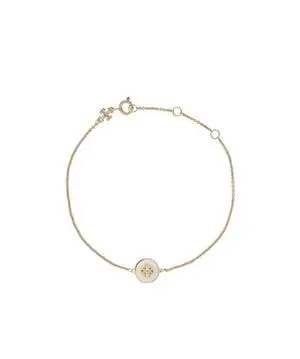 Tory Burch Kira Enamel Logo-pendant Chain Bracelet - Yellow