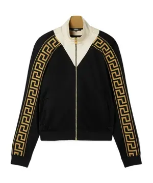 Versace Long Sleeve Zip-up Sweatshirt With High Collar