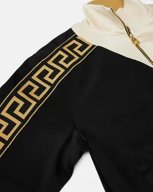 Versace Long Sleeve Zip-up Sweatshirt With High Collar