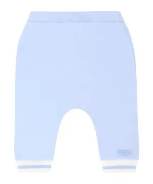 Fendi Embroidered Cotton Trousers With Ribbed Cuffs