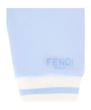Fendi Embroidered Cotton Trousers With Ribbed Cuffs