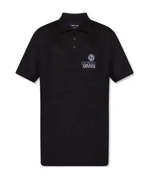 Giorgio Armani Embroidered-logo Short-sleeved Polo Shirt - Black