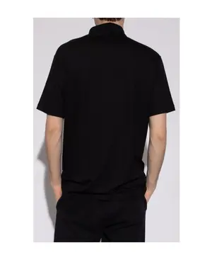 Giorgio Armani Embroidered-logo Short-sleeved Polo Shirt - Black