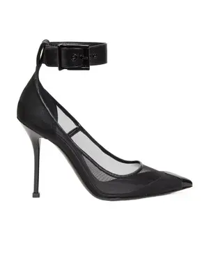 Alexander McQueen Mesh Panelled Buckled Ankle Pumps