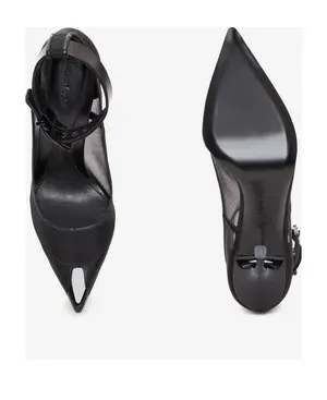 Alexander McQueen Mesh Panelled Buckled Ankle Pumps