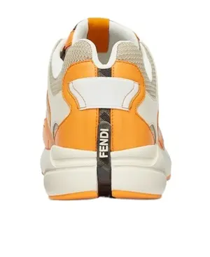 Fendi Orange Nubuck Leather Low-top Sneakers