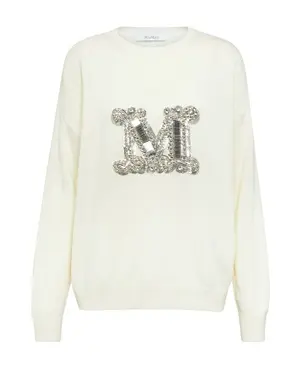Max Mara Palato Sequin-logo Jumper - Gray