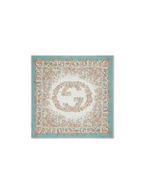Gucci Printed Silk Twill Carré White