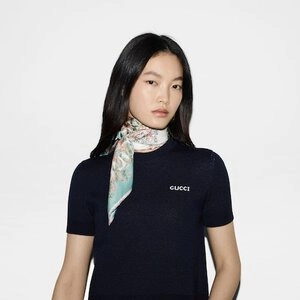 Gucci Printed Silk Twill Carr - White