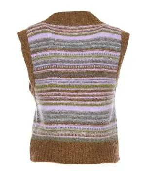 GANNI Striped Knit Vest - Gray