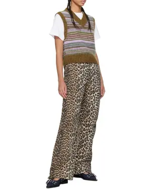 GANNI Striped Knit Vest - Gray