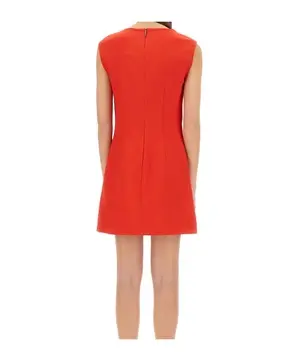 MSGM Asymmetrical Neck Mini Dress - Red