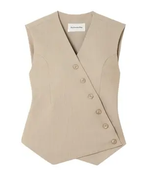 THE FRANKIE SHOP Maesa Asymmetric Canvas Vest - Beige