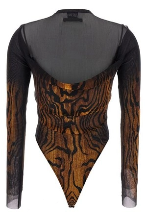 JEAN PAUL GAULTIER Double Layer Wood-print Bodysuit