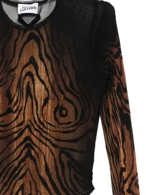 JEAN PAUL GAULTIER Double Layer Wood-print Bodysuit