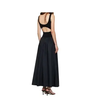 ST. AGNI Paneled Ribbed Maxi Dress With Boat Neck